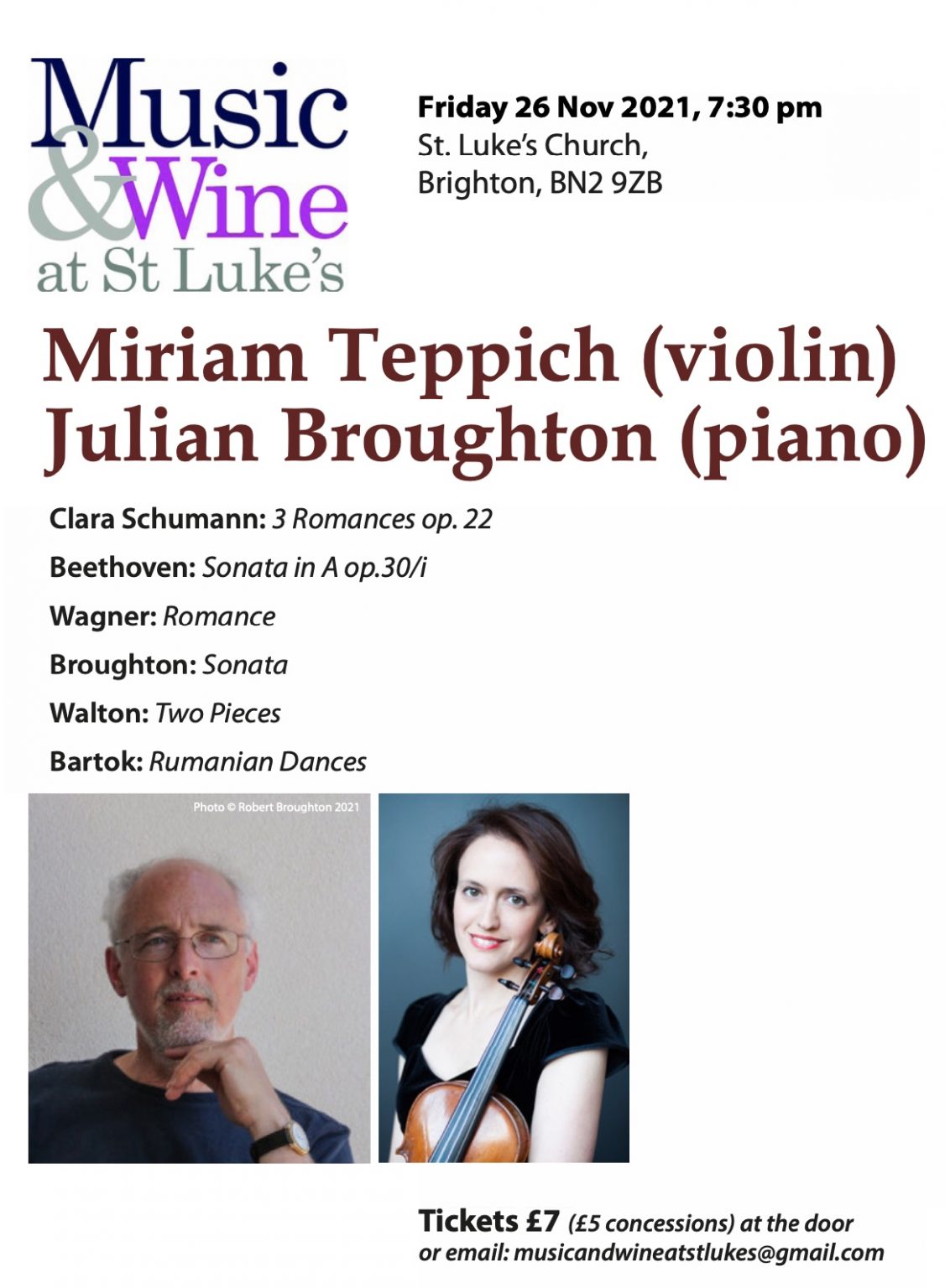 Miriam Teppich and Julian Broughton (violin and piano)